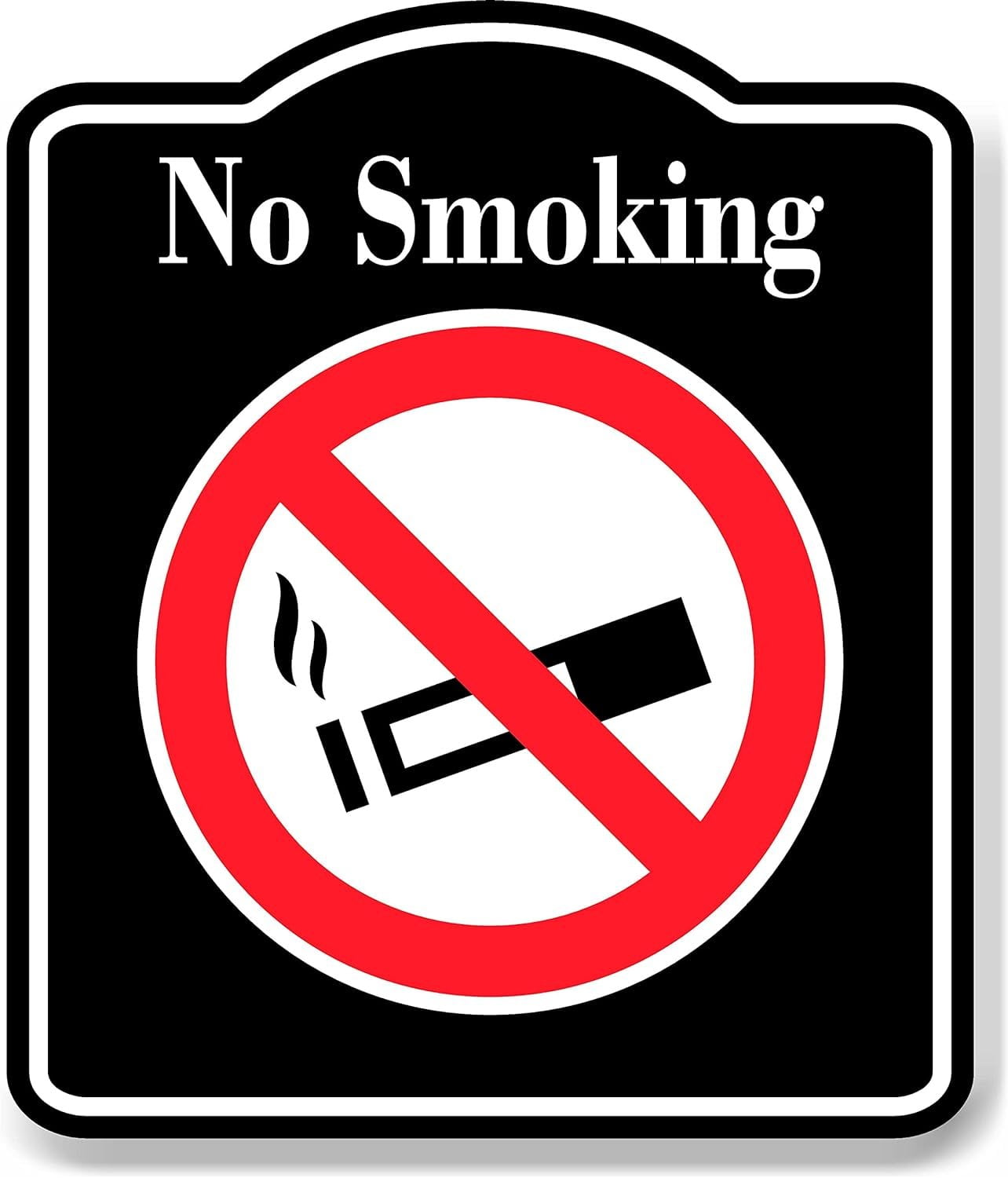 No Smoking Symbol Prohibition BLACK Aluminum Composite Sign, 15"x18 ...