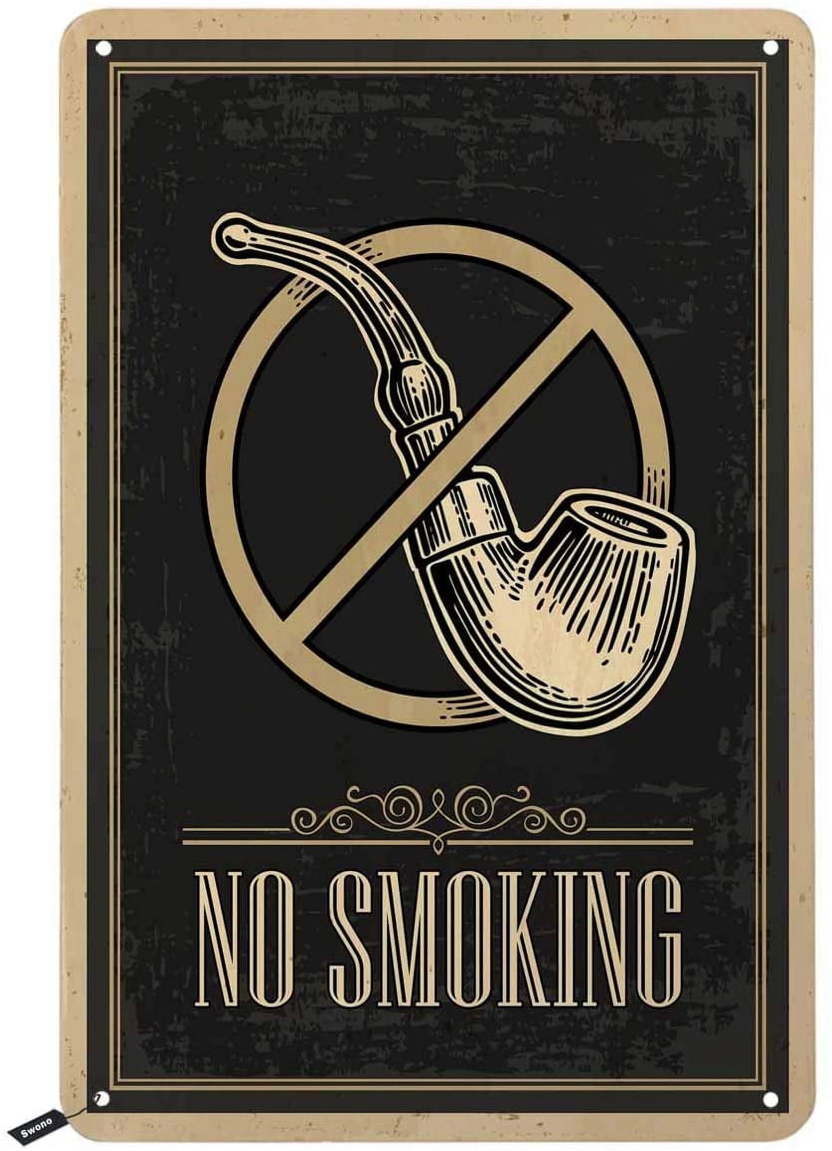 No Smoking Tin Signs,Retro Poster Pipe on Dark Background Vintage Metal ...