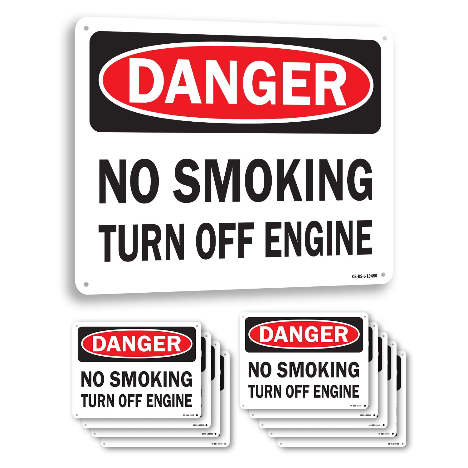No Smoking Turn Off Engine OSHA Danger Rigid Plastic Sign 10 Inch x 7 ...