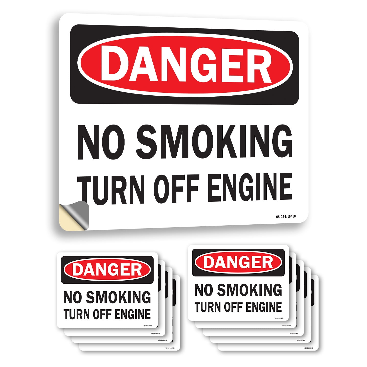 No Smoking Turn Off Engine OSHA Danger Vinyl Decal Label 14 Inch x 10 ...