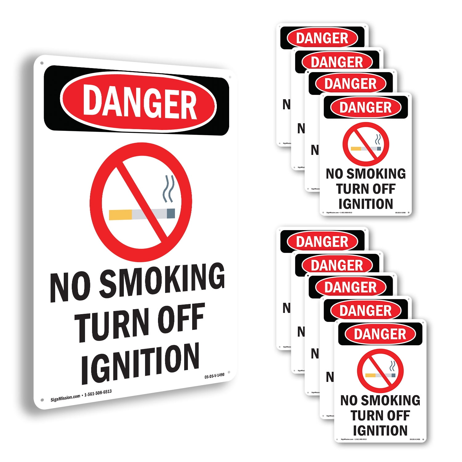 No Smoking Turn Off Ignition OSHA Danger Aluminum Sign 10 Inch x 7 Inch ...