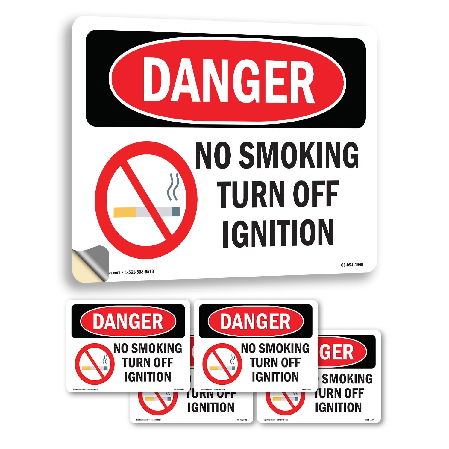 No Smoking Turn Off Ignition OSHA Danger Vinyl Decal Label 10 Inch x 7 ...