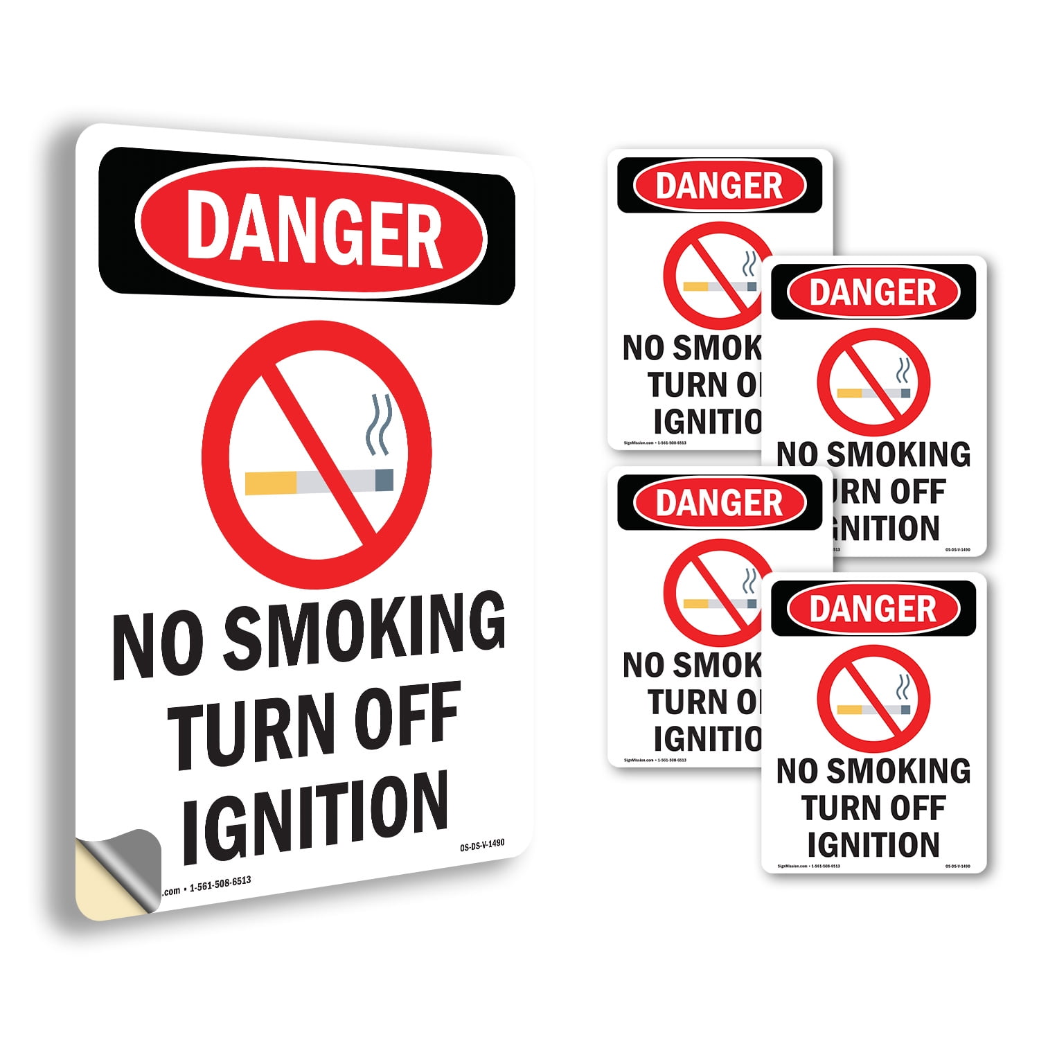 No Smoking Turn Off Ignition OSHA Danger Vinyl Decal Label 18 Inch x 12 ...