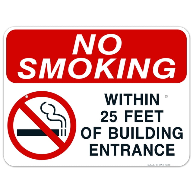 No Smoking Within 25 Feet Of Building Entrance Sign, No Smoking Sign ...
