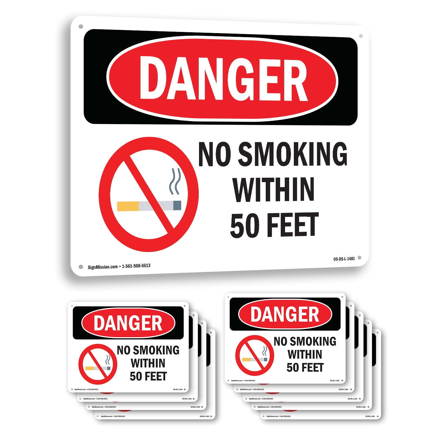 No Smoking Within 50 Feet OSHA Danger Aluminum Sign 10 Inch x 7 Inch ...