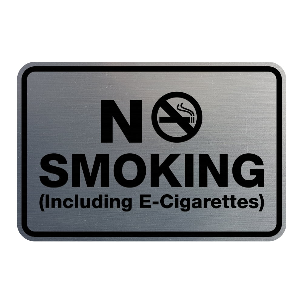 No Smoking including E-Cigarettes Sign (Brushed Silver) -Large ...