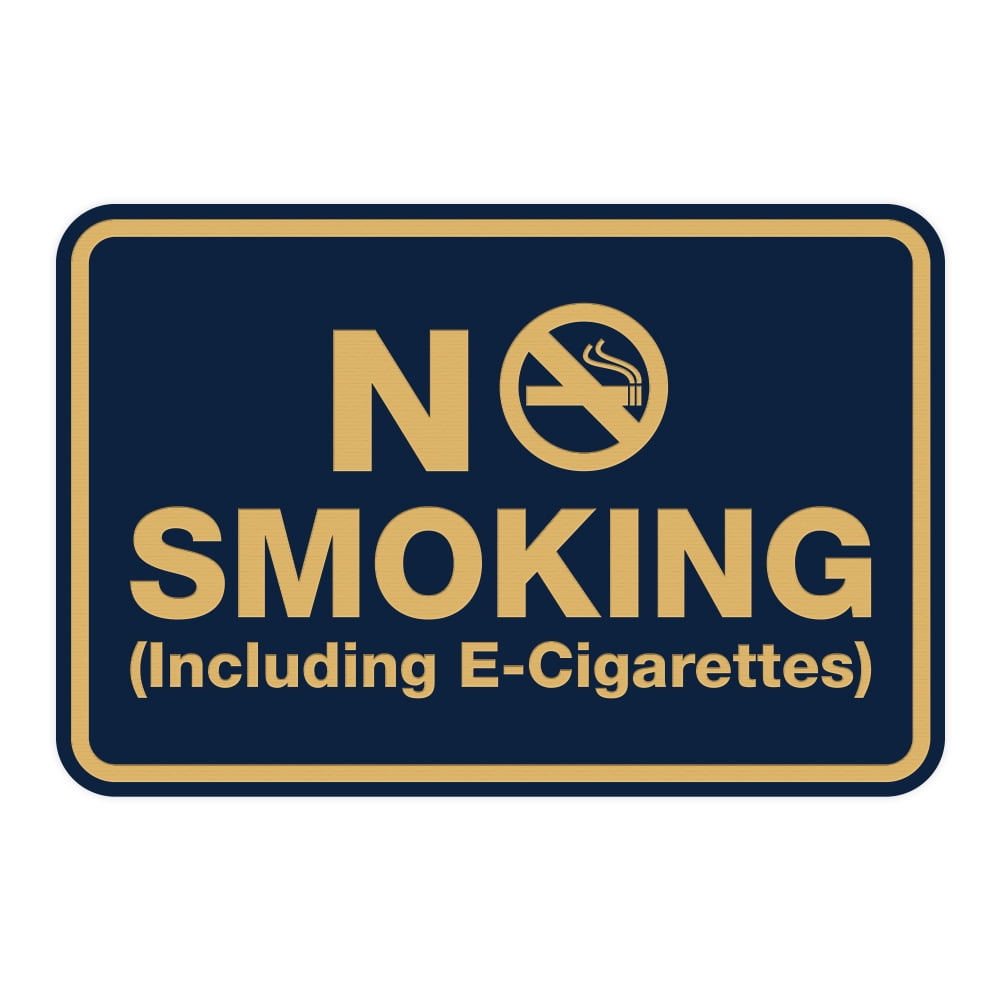 No Smoking including E-Cigarettes Sign (Navy Blue/Gold) -Small ...