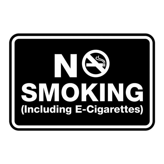 No Smoking including E-Cigarettes Sign (Walnut) -Small - Walmart ...