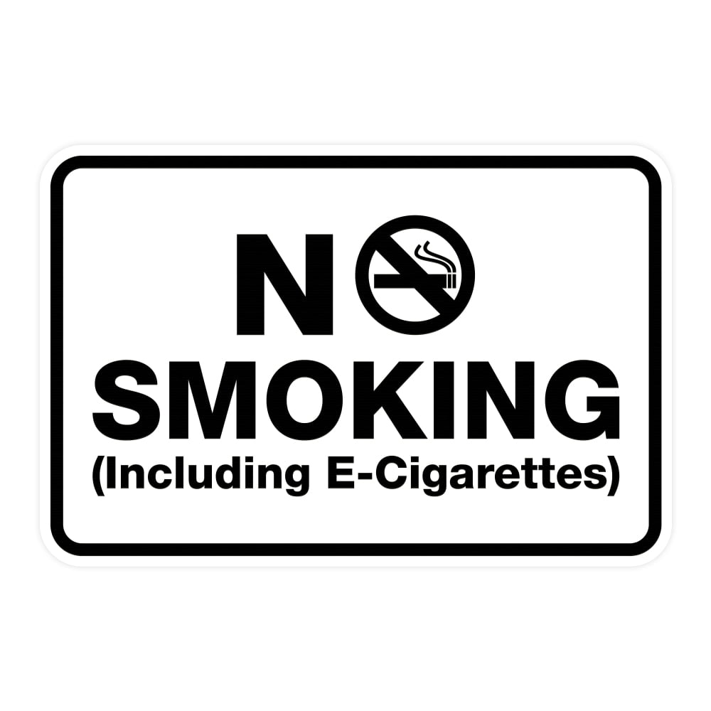 No Smoking including E-Cigarettes Sign (White) -Large - Walmart.com