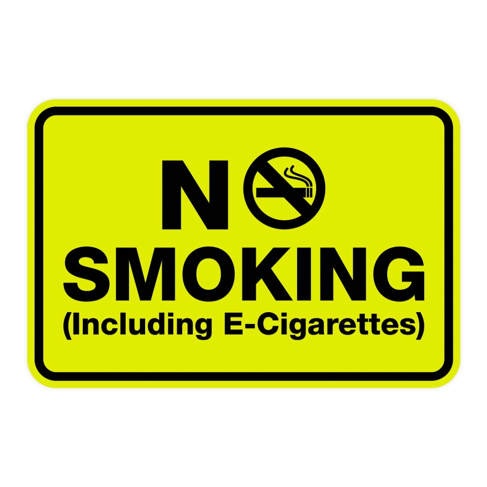 No Smoking including E-Cigarettes Sign (Yellow / Black) -Large ...