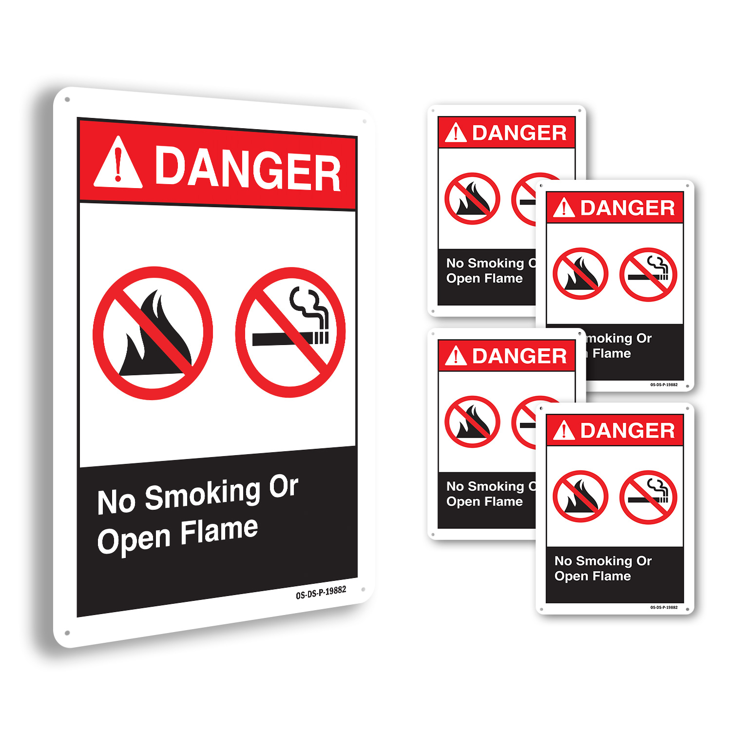 No Smoking or Open Flame ANSI Danger Aluminum Sign 24 Inch x 18 Inch ...