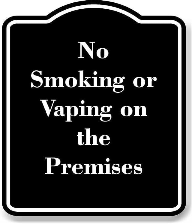 No Smoking or Vaping on the Premises BLACK Aluminium Composite Sign 8.5 ...