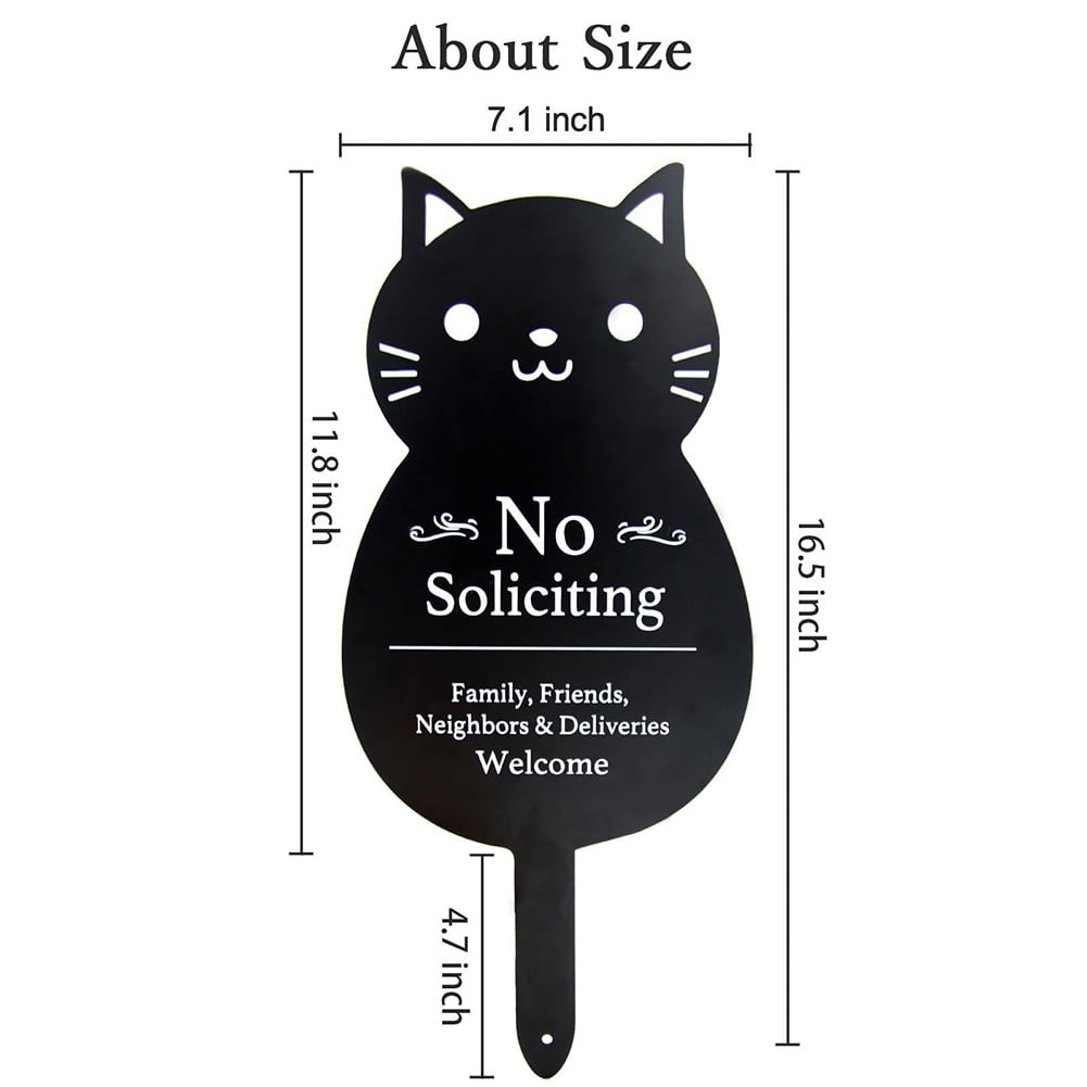 No Solicitation Sign Funny Metal Cat Sign Front Door Decoration House ...