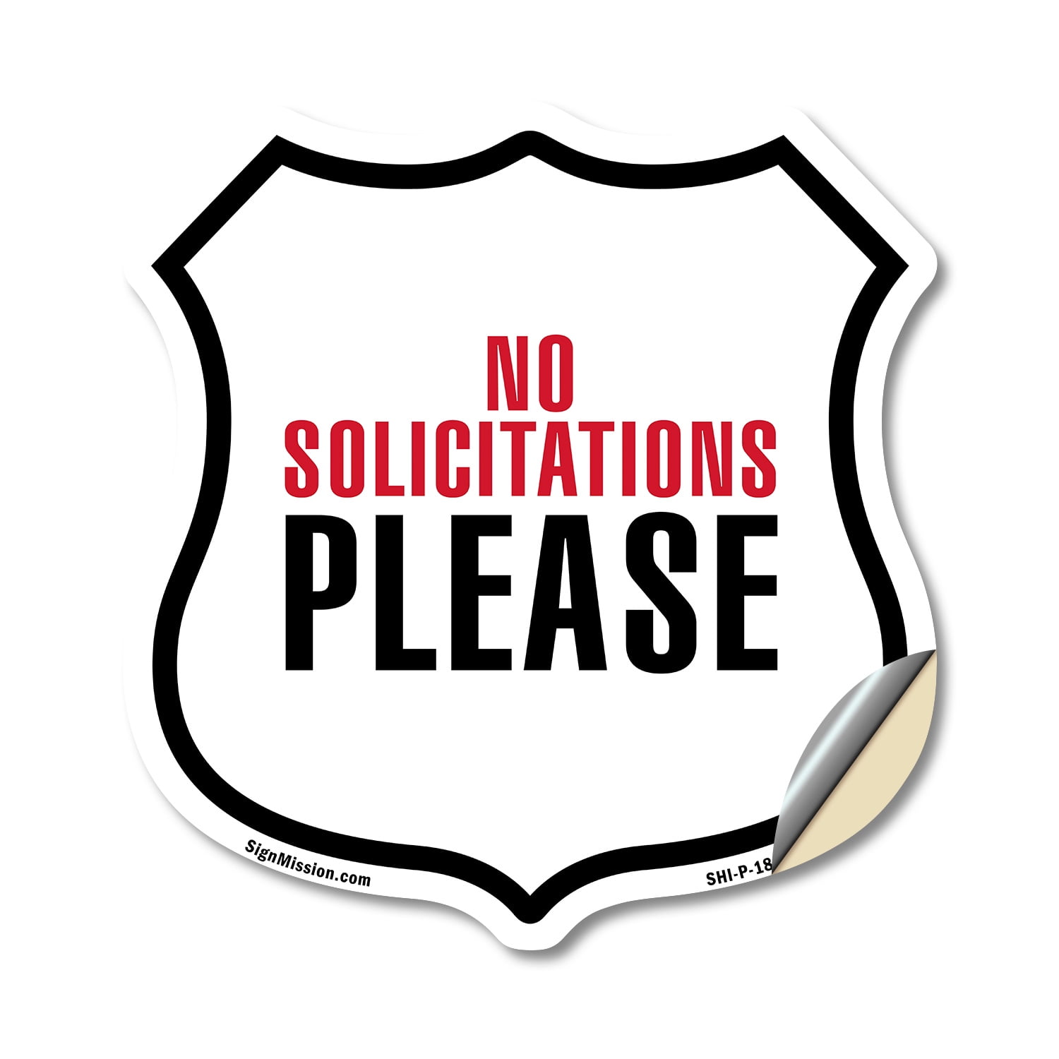 No Solicitations Please 12 inch X 12 inch Shield Shaped Heavy Duty 3.2 ...