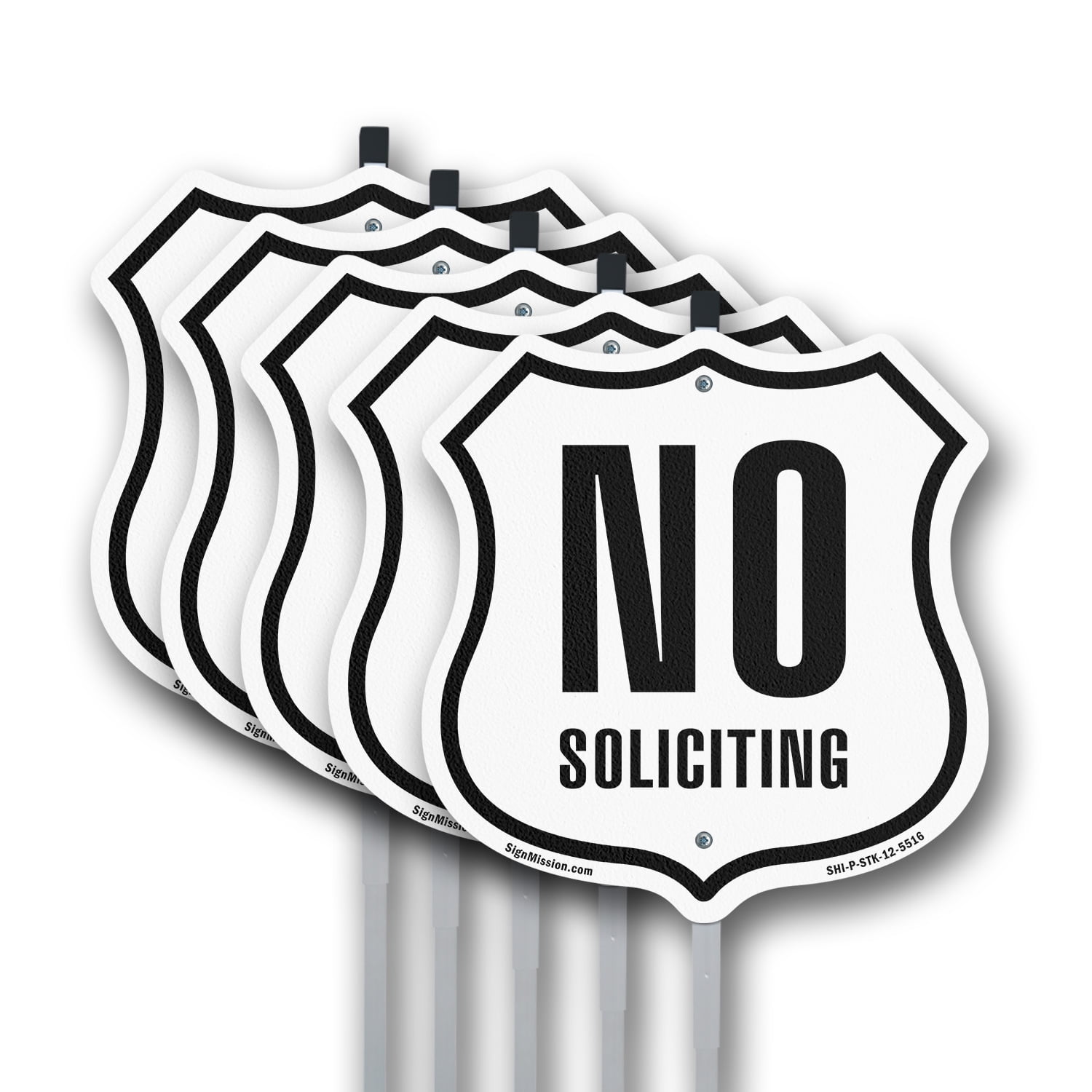 No Soliciting (5 Pack) 12 inch X 12 inch Shield Shaped Rust-Free ...