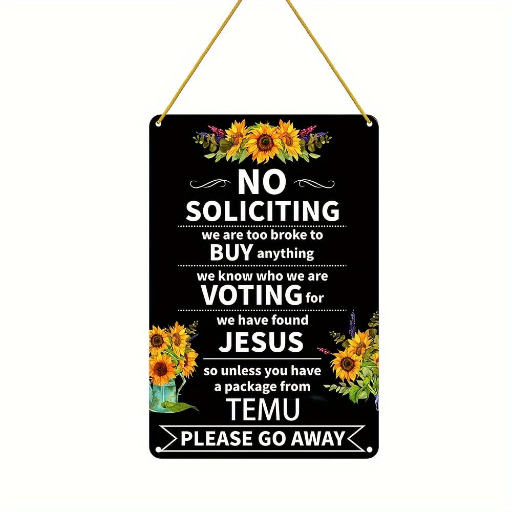 No Soliciting Acrylic Sign Plaque 12"x8" – Art Deco Style Wall Hanging ...