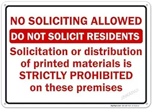 No Soliciting Allowed Metal Sign Do Not Solicit Residents Tin Sign 12 ...