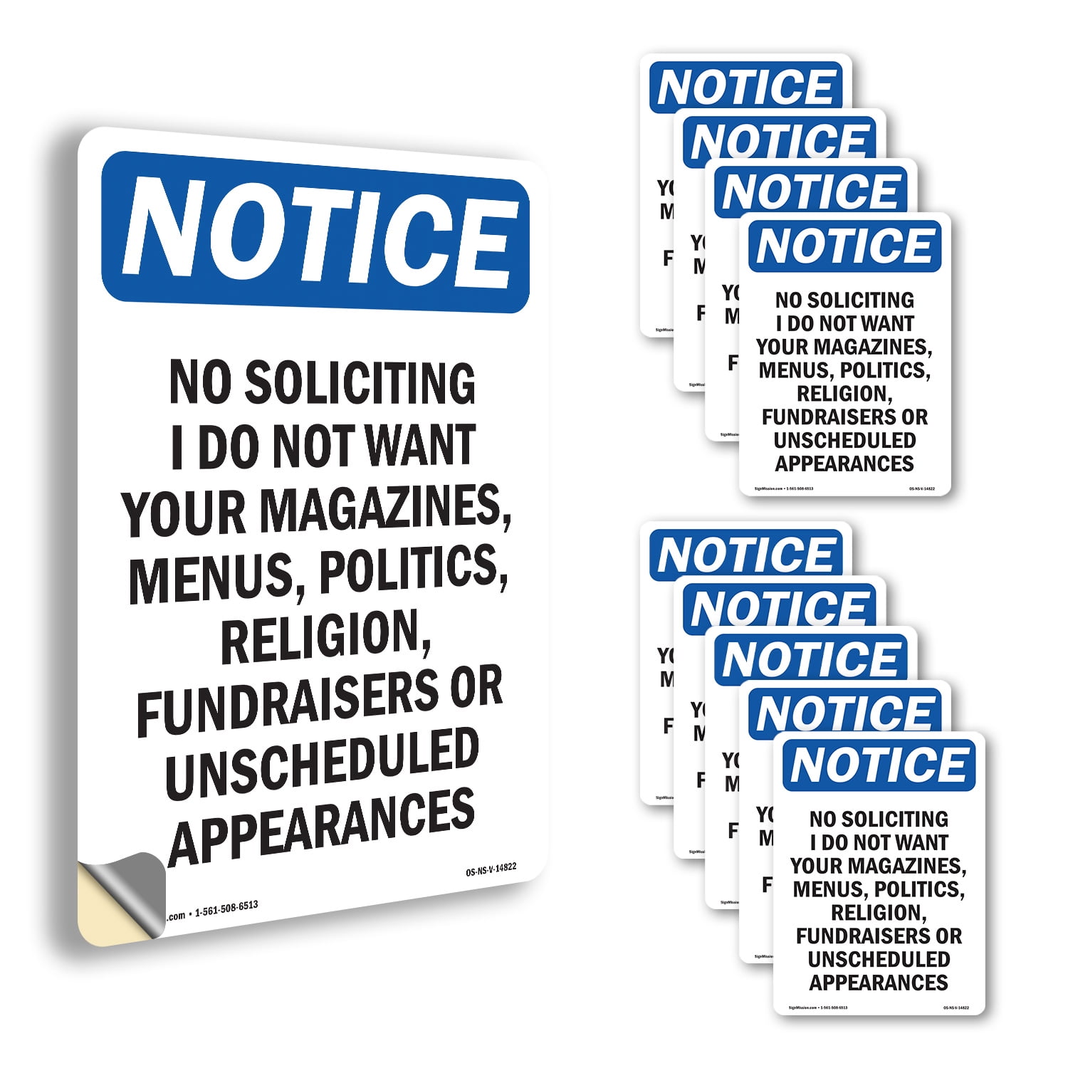 No Soliciting I Do Not Want Your OSHA Notice Vinyl Decal Label 7 Inch x ...