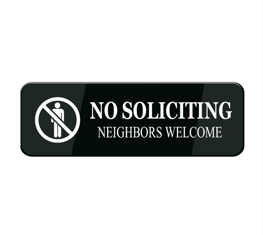 No Soliciting Neighbors Welcome Sign Stickers, 10X3 Inch Acrylic Plaque ...