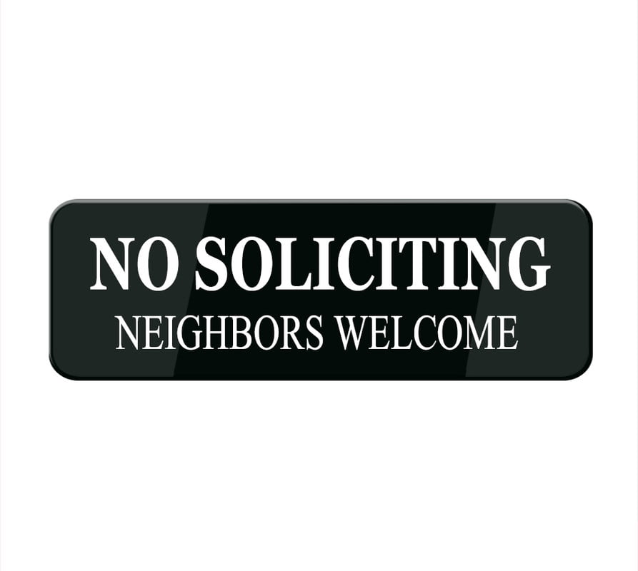 No Soliciting Neighbors Welcome Sign Stickers, 10X3 Inch Acrylic Plaque ...