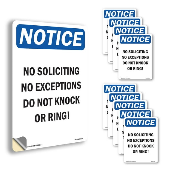 No Soliciting No Exceptions Do OSHA Notice Vinyl Decal Label 18 Inch x ...