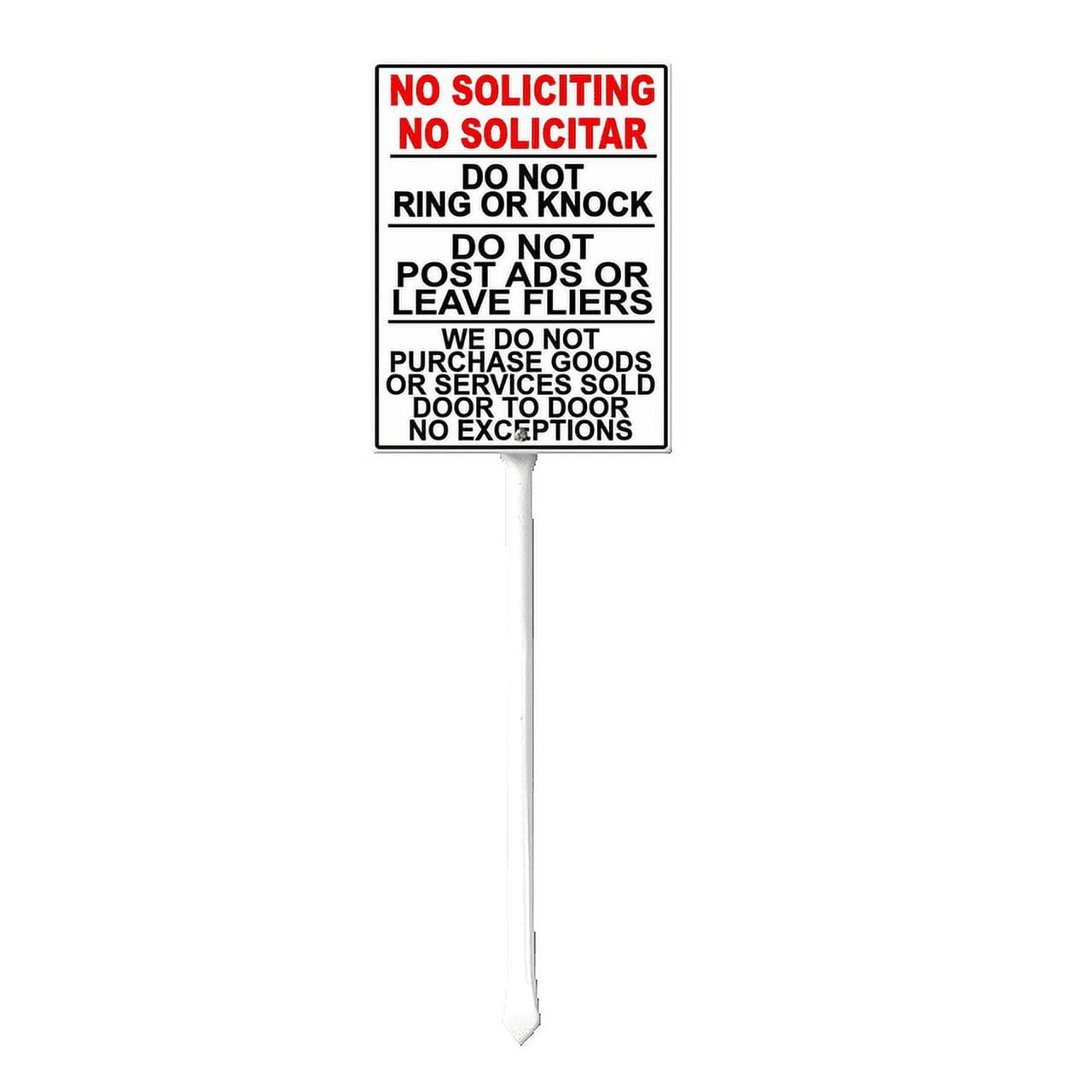 No Soliciting No Solicitor Sign With Metal Stake, 8" x 23.6" Aluminum ...