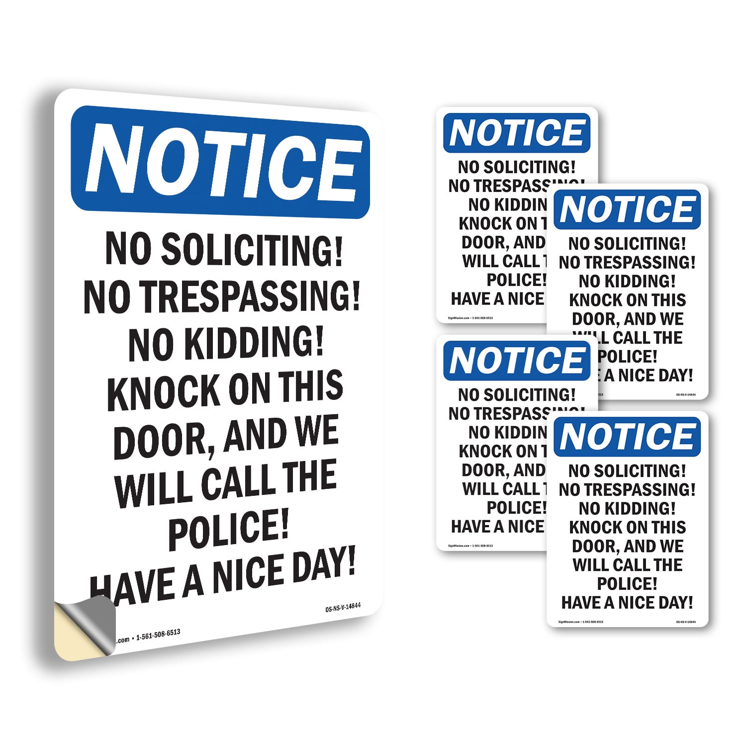 No Soliciting! No Trespassing! OSHA Notice Vinyl Decal Label 10 Inch x ...