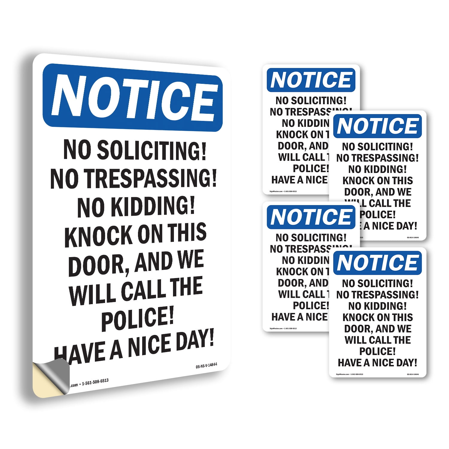 No Soliciting! No Trespassing! OSHA Notice Vinyl Decal Label 18 Inch x ...