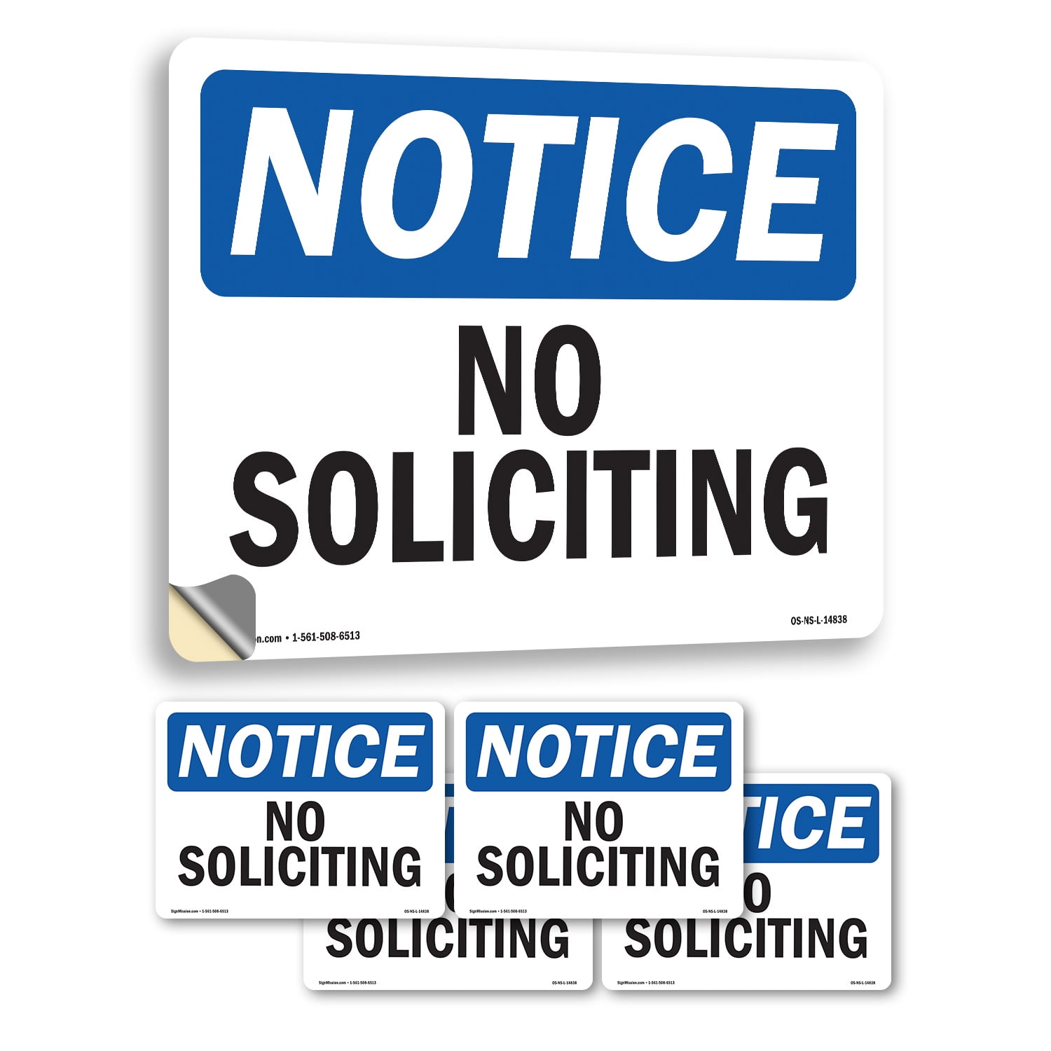 No Soliciting OSHA Notice Vinyl Decal Label 10 Inch x 7 Inch - 5 Pack ...