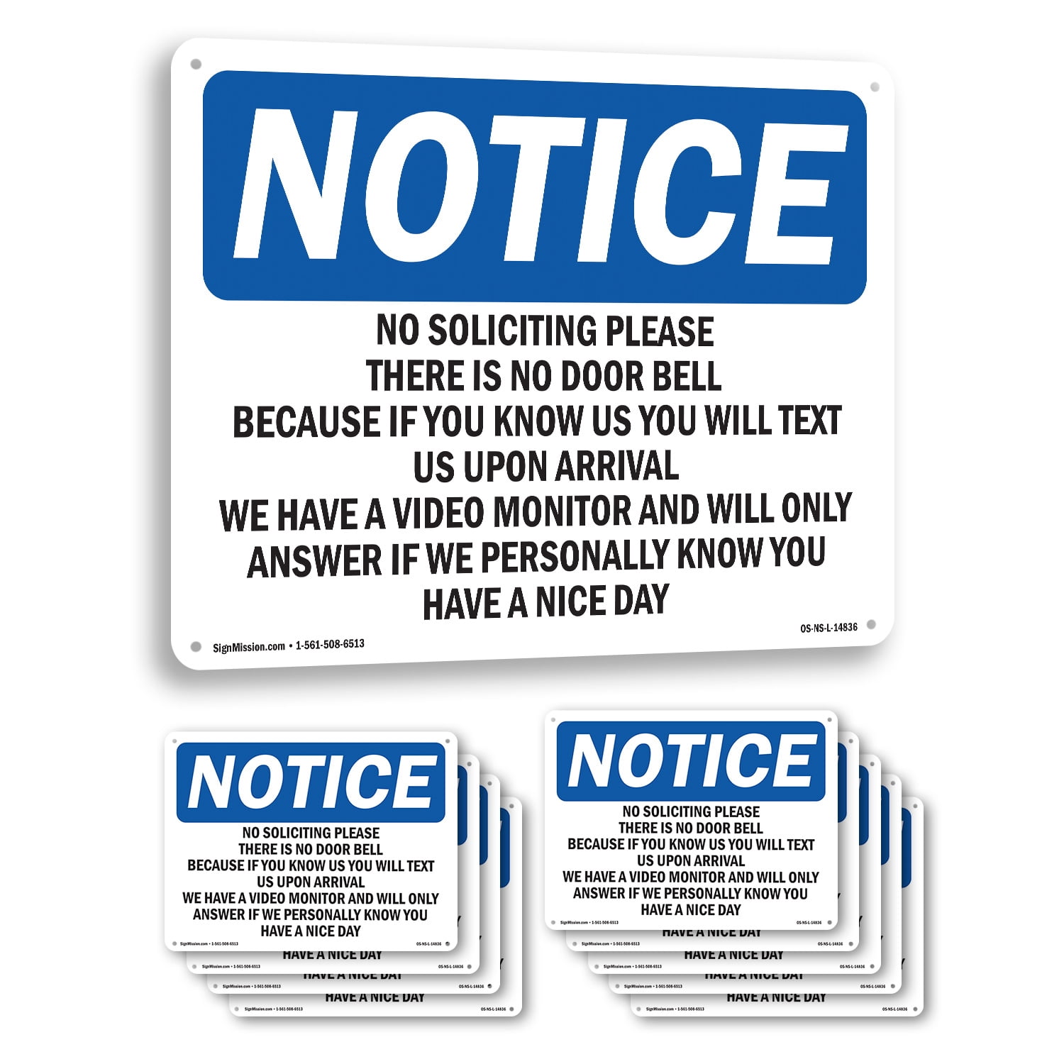 No Soliciting Please There Is No Door Bell OSHA Notice Rigid Plastic ...
