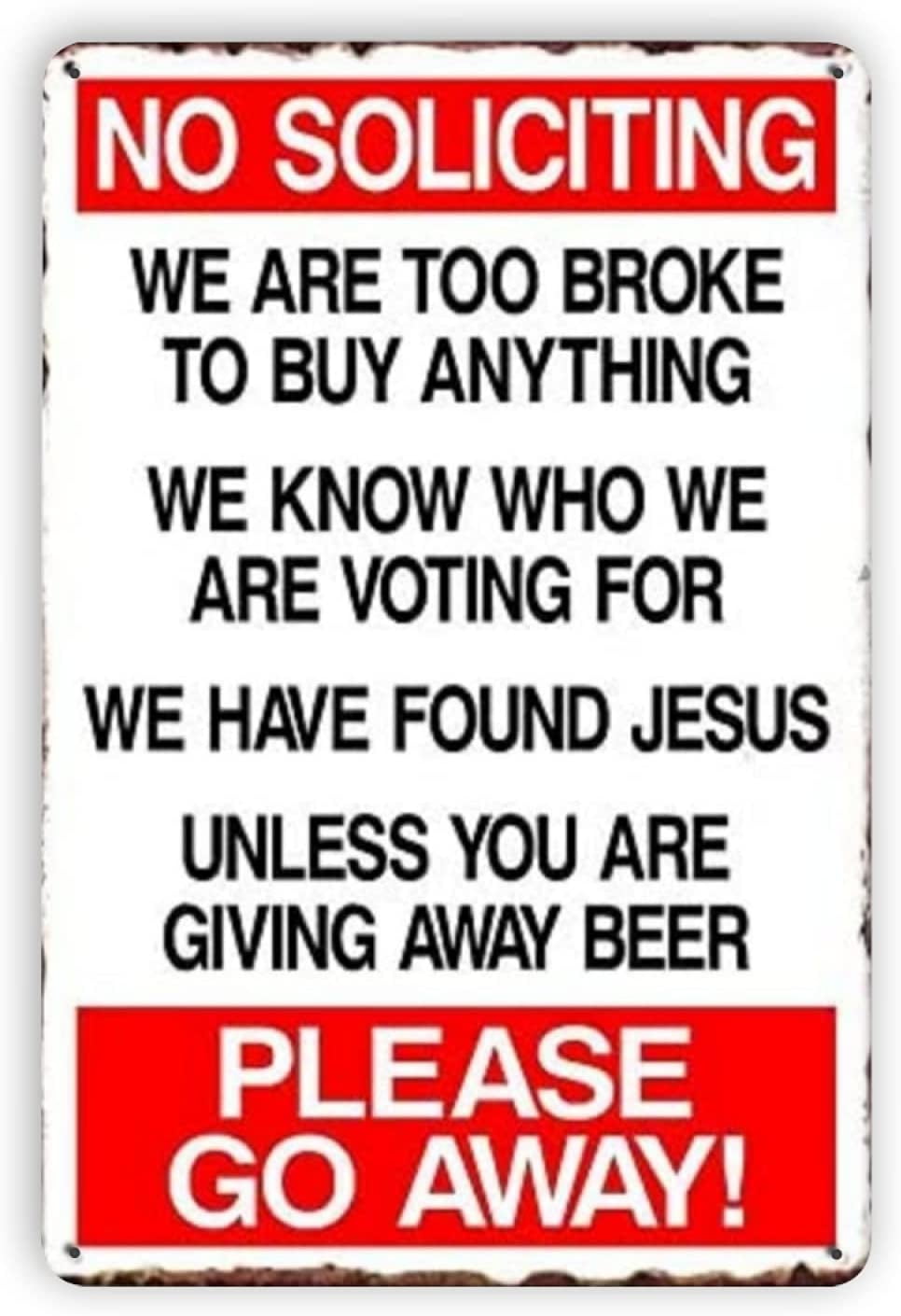 No Soliciting Please go Away Vintage Metal Aluminum Signs, Retro Art ...