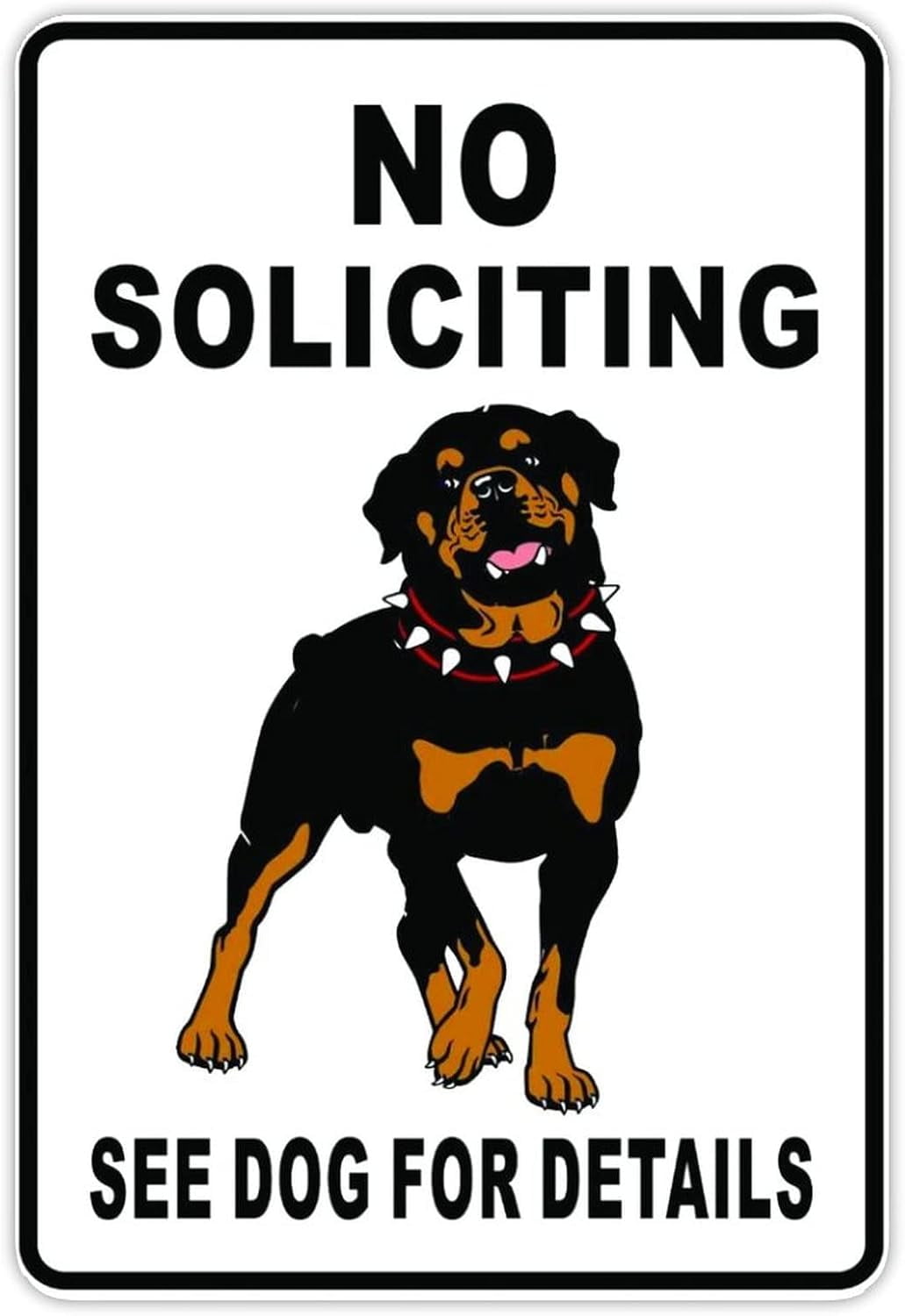No Soliciting Rottweiler Warning Metal Sign Tin Signs Aluminum Plaque ...