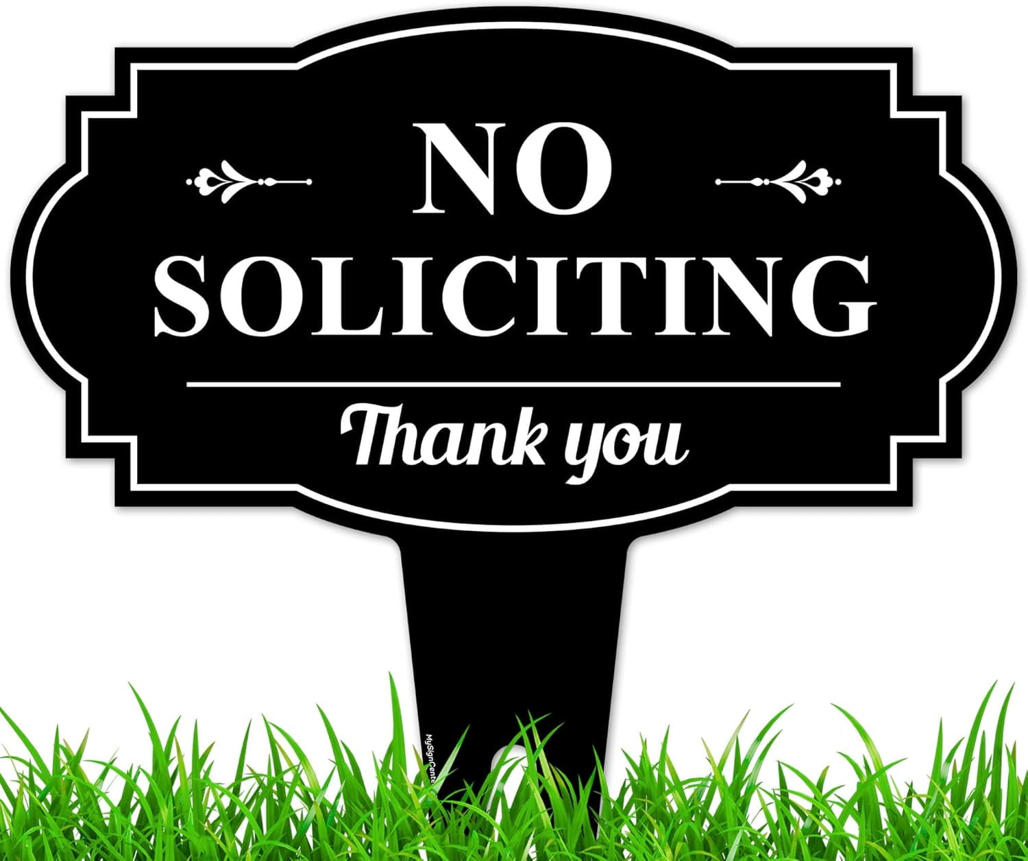No Soliciting Sign, 17"x17", Heavy Duty Integrated Ground Stakes ...