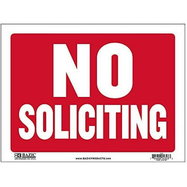 No Soliciting Sign 9"X12", Plastic Signs Signage Large Visibility For ...