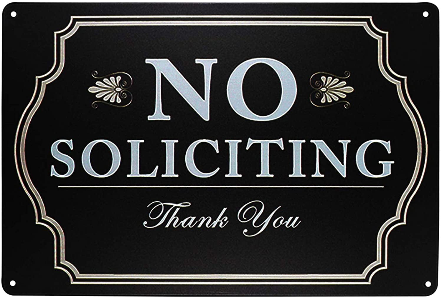 No Soliciting Sign, 8 X 12Inch Metal Door Signs for Home & Business ...