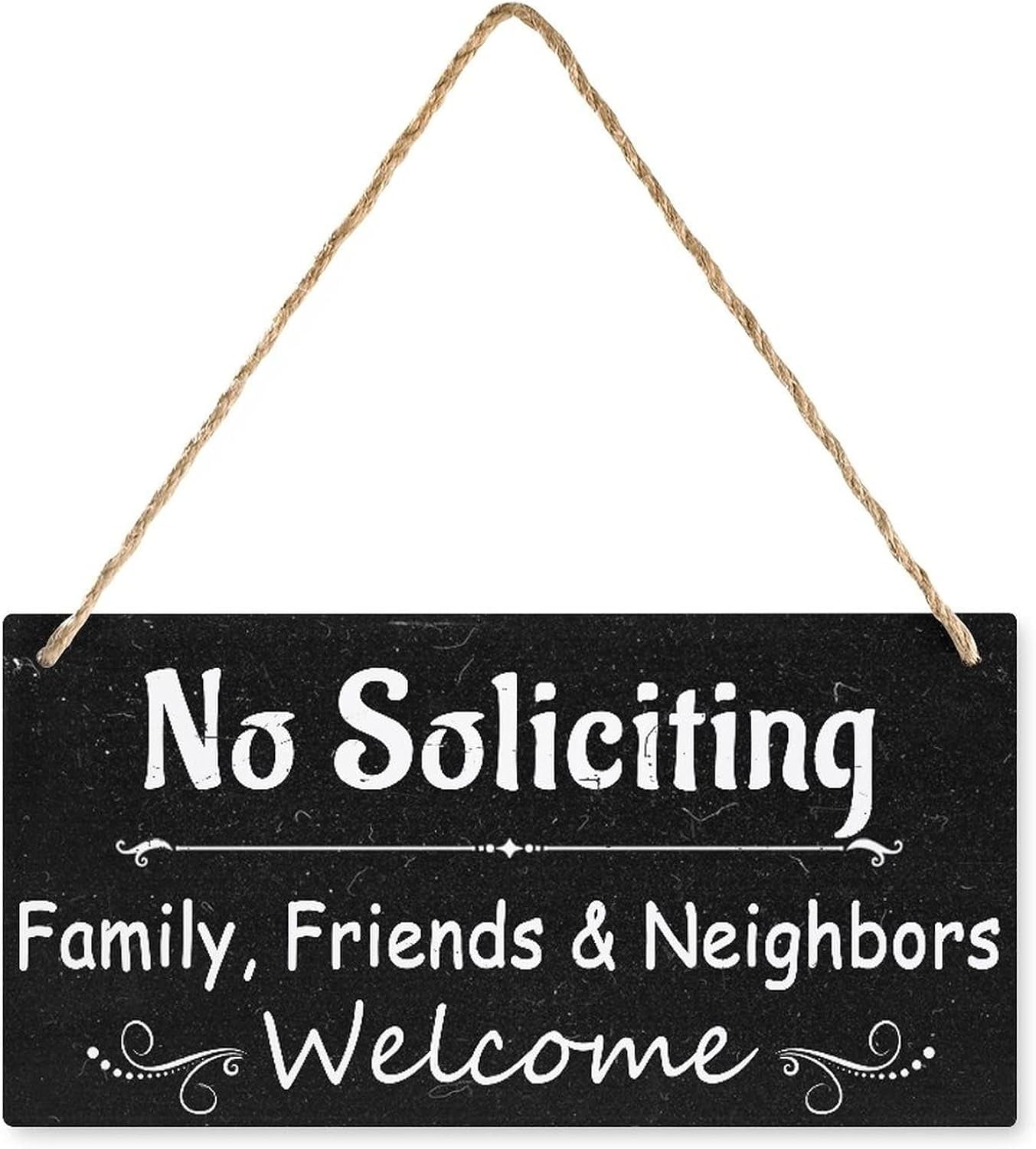 No Soliciting Sign, Family Friends and Neighbors Welcome Hanging Plaque ...