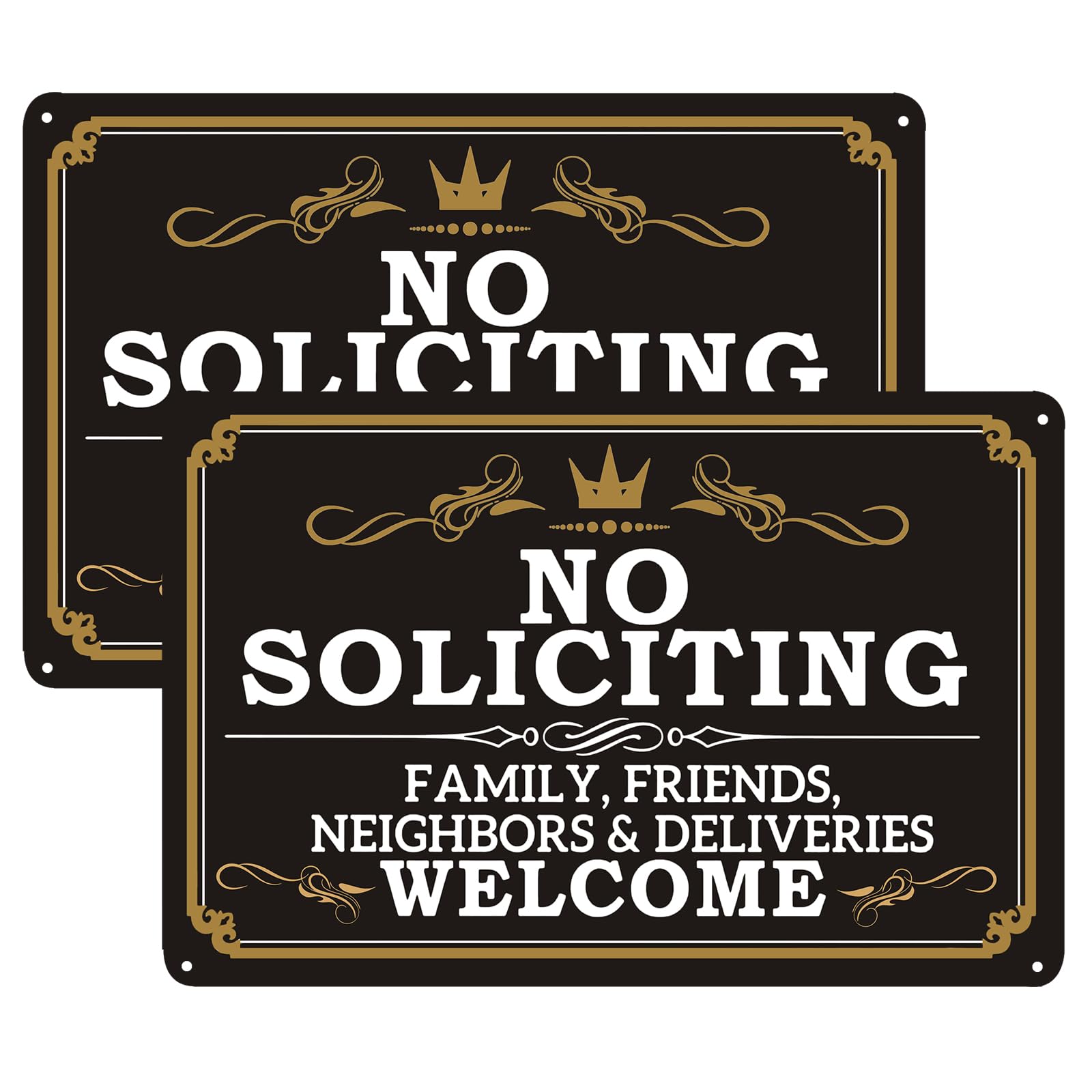 No Soliciting Sign Family Friends and Neighbors Welcome Front Door Sign ...