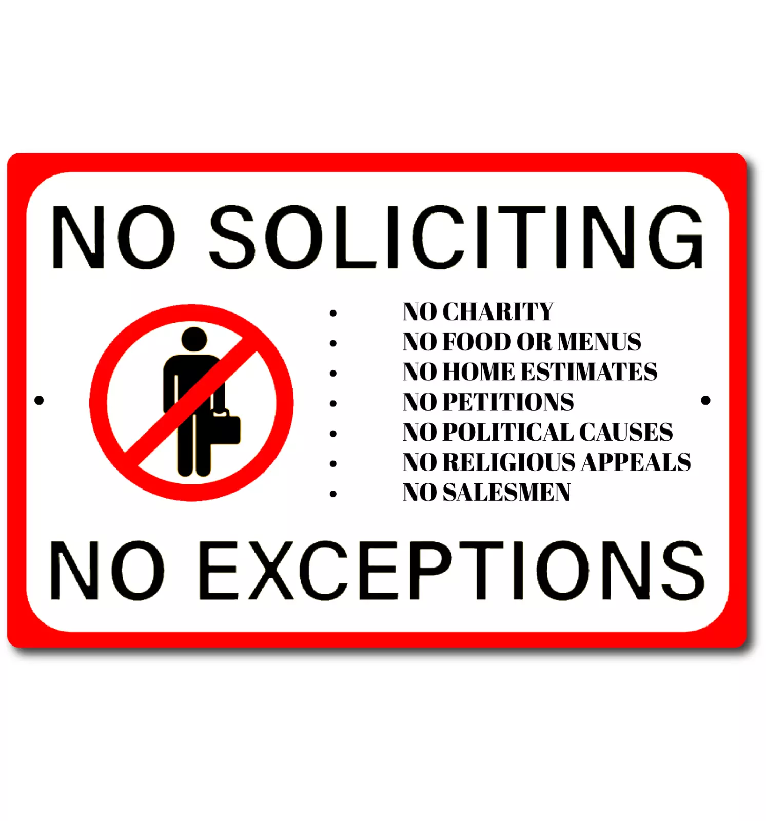 No Soliciting Sign No Exceptions Front Door Home Business Security ...