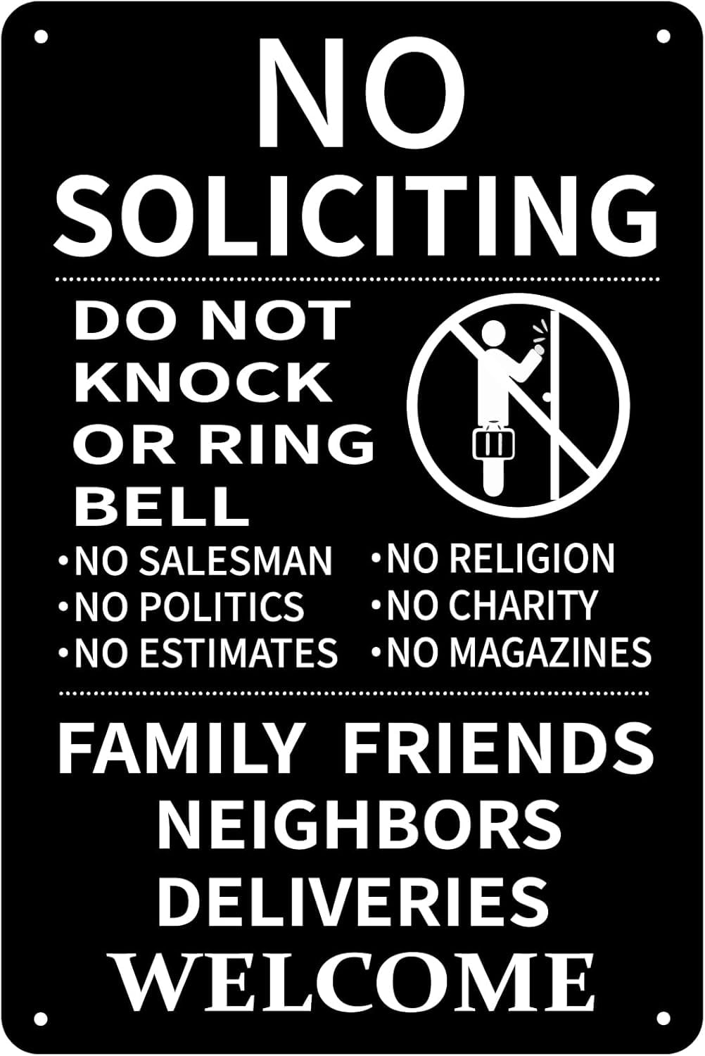 No Soliciting Sign for Front Door, 8 x 12 Inch Aluminum Do Not Knock or ...