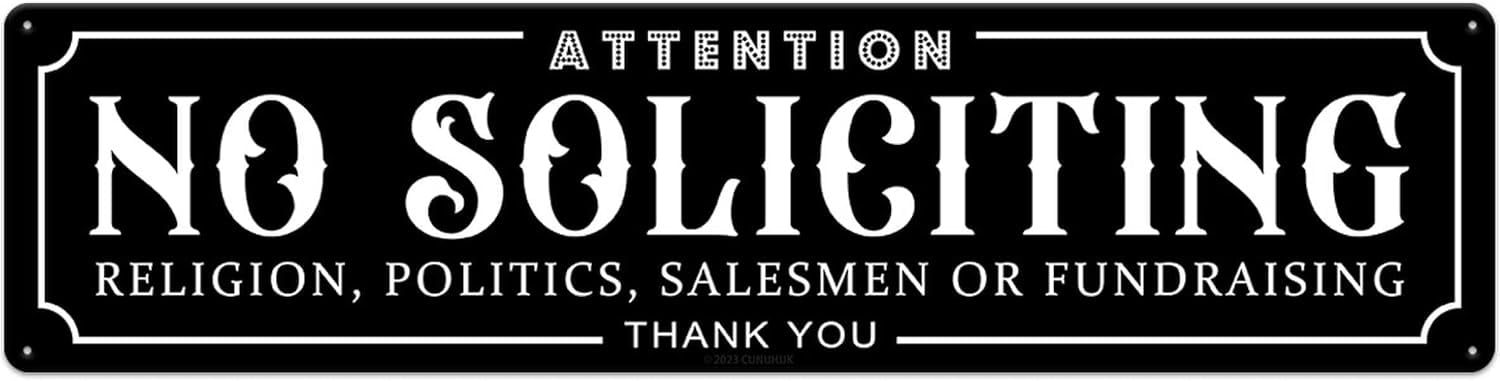 No Soliciting Sign for House, Durable No Soliciting Metal Signs for ...