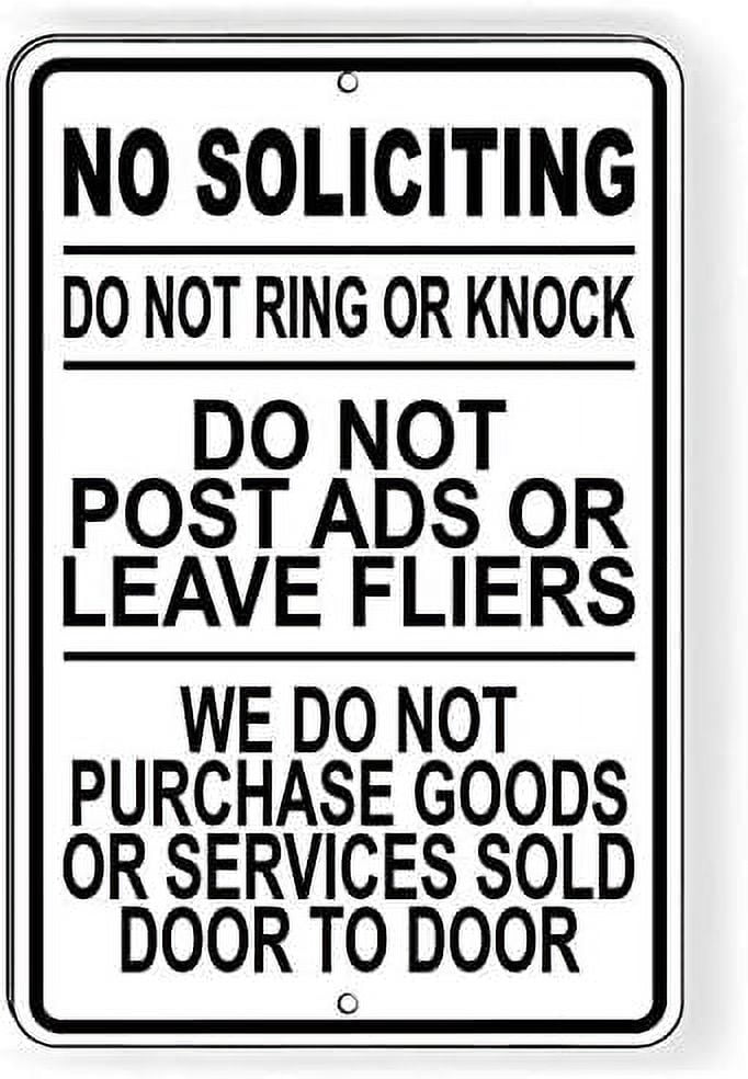 No Soliciting We Do Not Purchase Goods Sold Door to Door Metal Sign 12 ...
