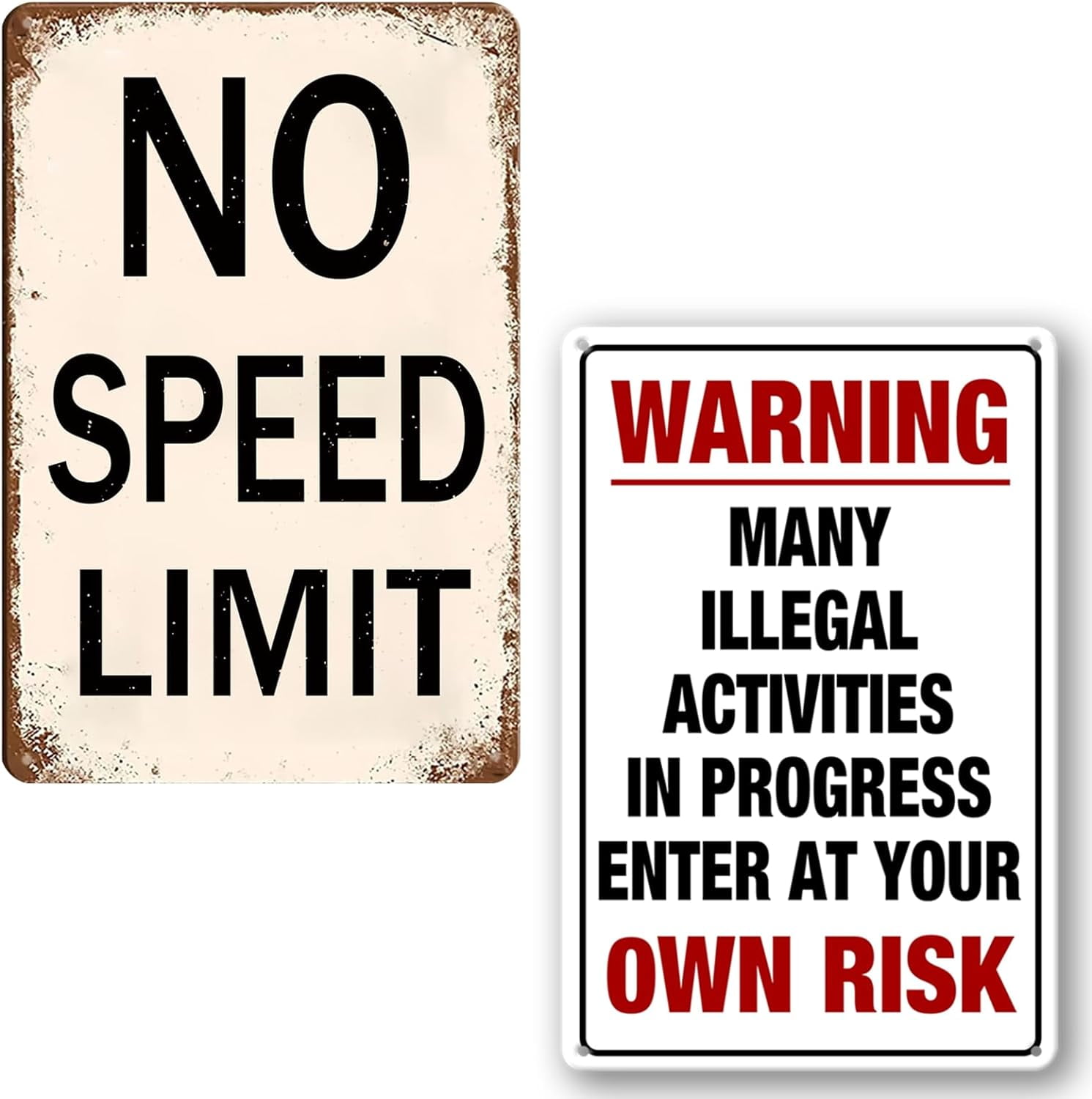 No Speed Limit Sign Vintage Metal Signs Trippy Room Decor Funny Warning ...