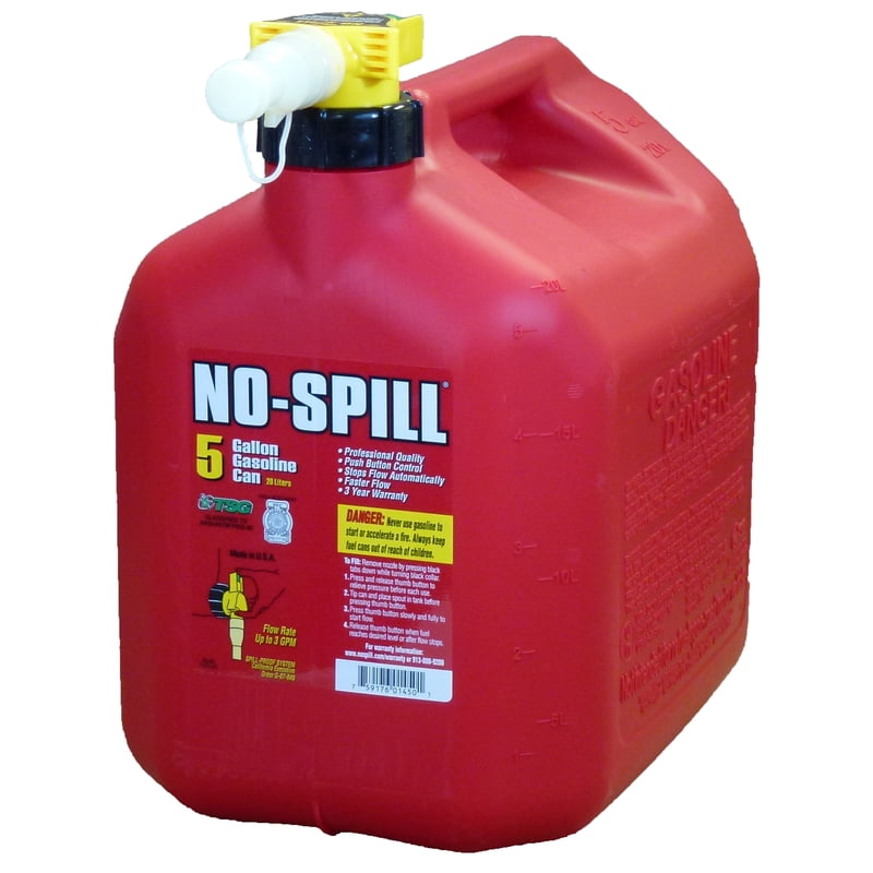 No-Spill NSP-1460, 5 Gallon Gas Can for Fuel with View Stripe,Red ...