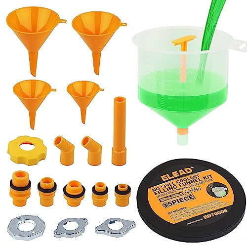 No-Spill Coolant Funnel Kit - 19-Piece Radiator Funnel burping kit ...