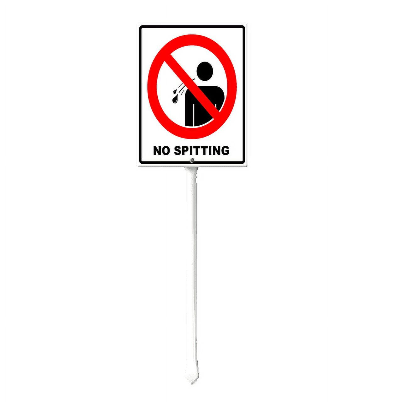 No Spitting Sign With Metal Stake, 7" x 21.6" Aluminum Yard Sign for ...
