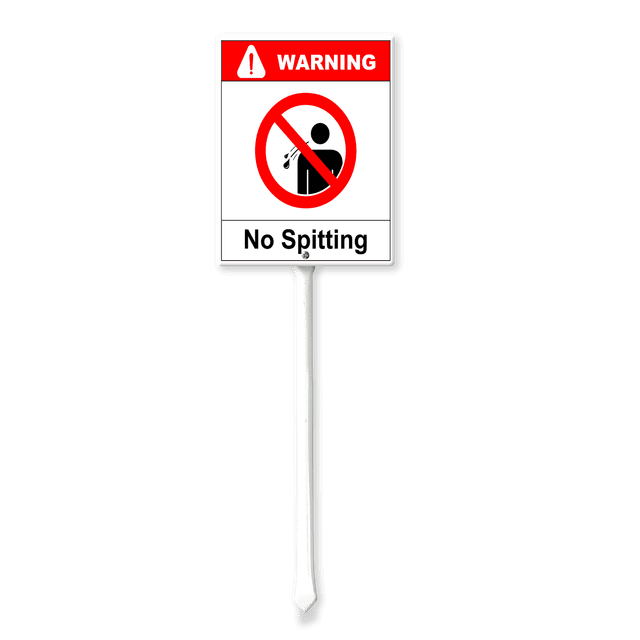 No Spitting Sign With Metal Stake, 7" x 21.6" Aluminum Yard Sign for ...