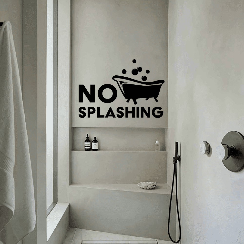 No Splashing Bathtub Silhouette Bathroom Rules Vinyl Wall Art Sticker ...