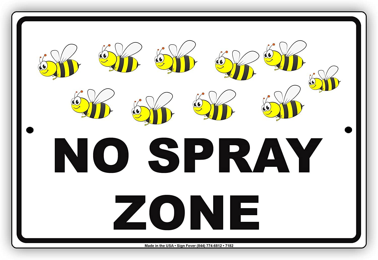 No Spray Zone Bees Picture Notice Plate Aluminium Metal 8"x12" Sign ...