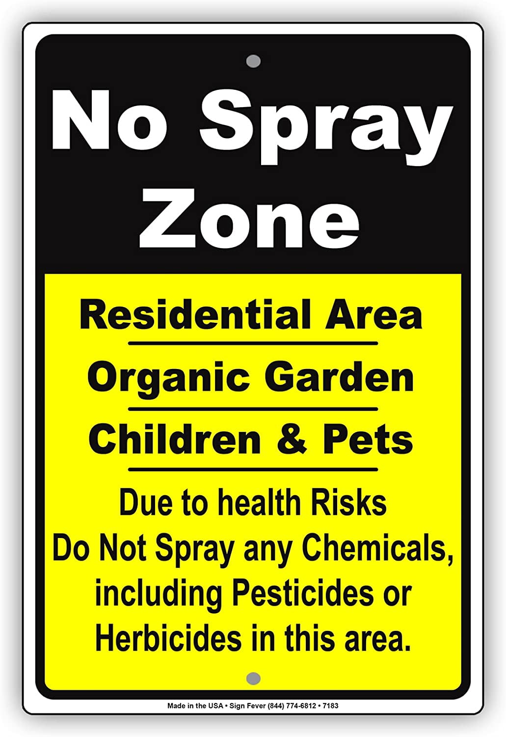 No Spray Zone Yard Sign, Organic Garden Notice Plate for Children and ...