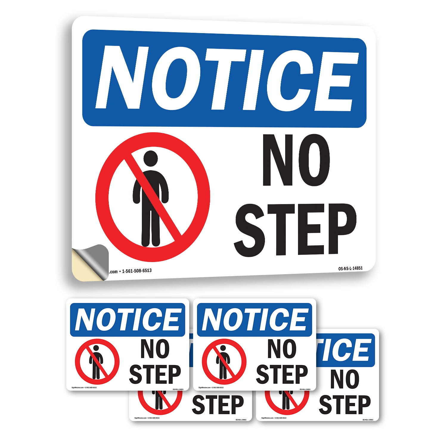 No Step With Symbol OSHA Notice Vinyl Decal Label 18 Inch x 12 Inch - 5 ...